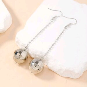 Gold or Silver Dangle Mini Disco Ball Earrings B-7 - Etsy
