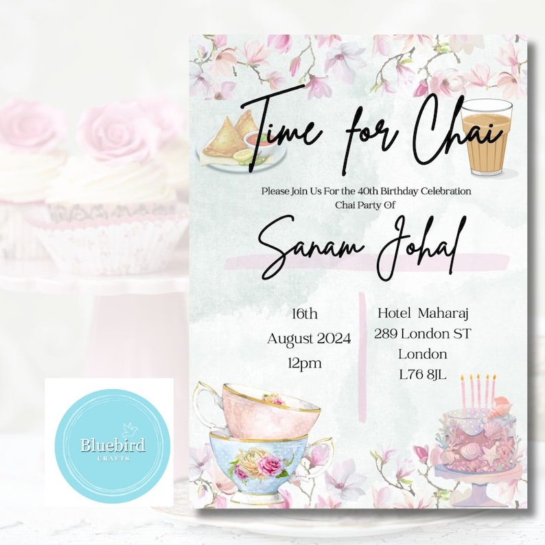 Chai Party Invite, Afternoon Tea Birthday Invite Digital Download ...