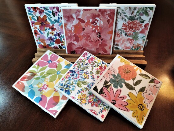 Spring Floral Ceramic Tile Coasters - Etsy