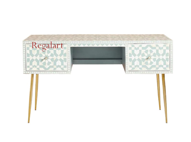 Bone Inlay Work Desk, Bone Inlay Laptop Table Study Table Bedroom Decor ...