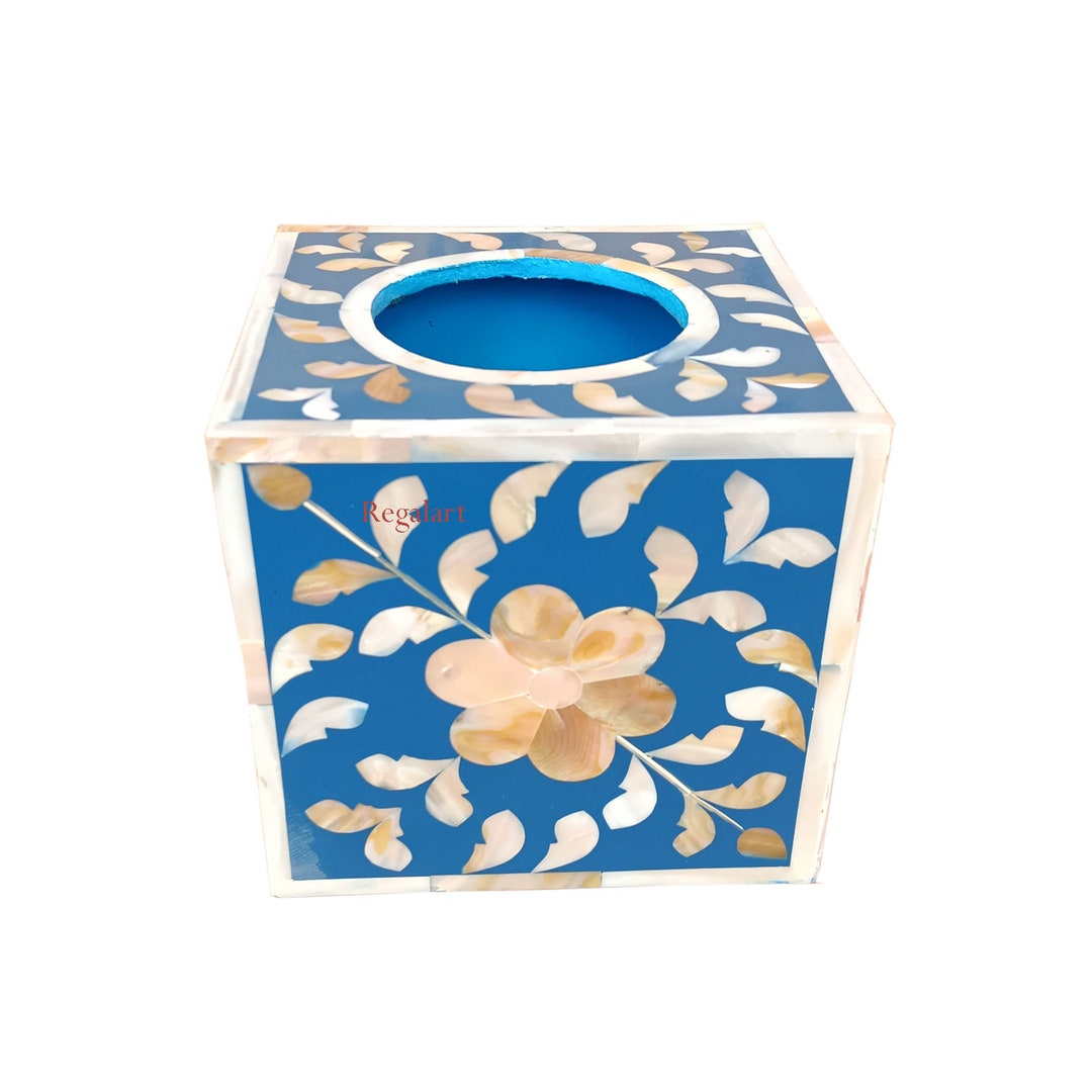 Mother of Pearl Inlay Tissue Box Floral Design Bathroom Decor - Etsy