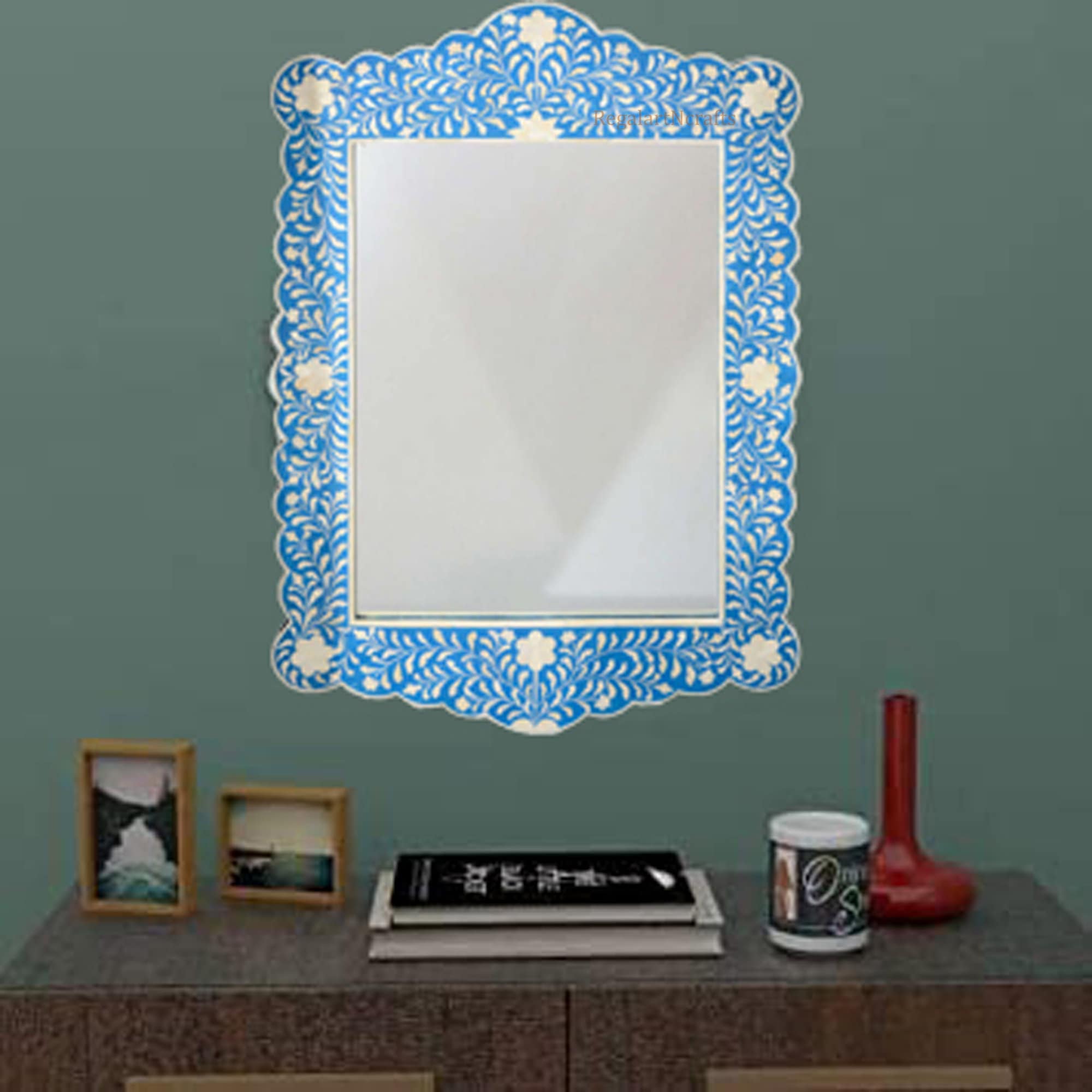Bone Inlay Mirror Vintage Mirror Frame Bathroom Home Décor - Etsy
