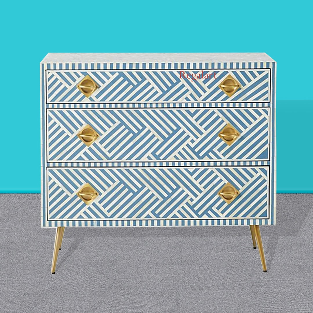 Bone Inlay Chest of 3 Drawers in , Bone Inlay Chest, Bone Inlay Dresser ...