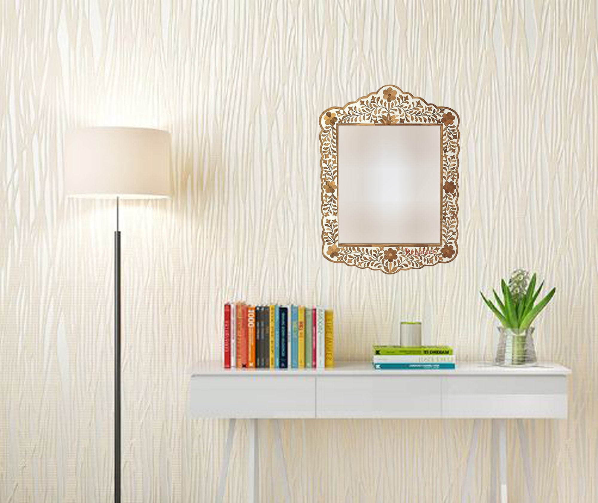 Wooden Inlay Wall Henging Mirror Frame Bone Inlay Design Mirror Frame ...