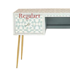 Bone Inlay Work Desk, Bone Inlay Laptop Table Study Table Bedroom Decor ...