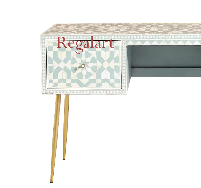 Bone Inlay Work Desk, Bone Inlay Laptop Table Study Table Bedroom Decor ...