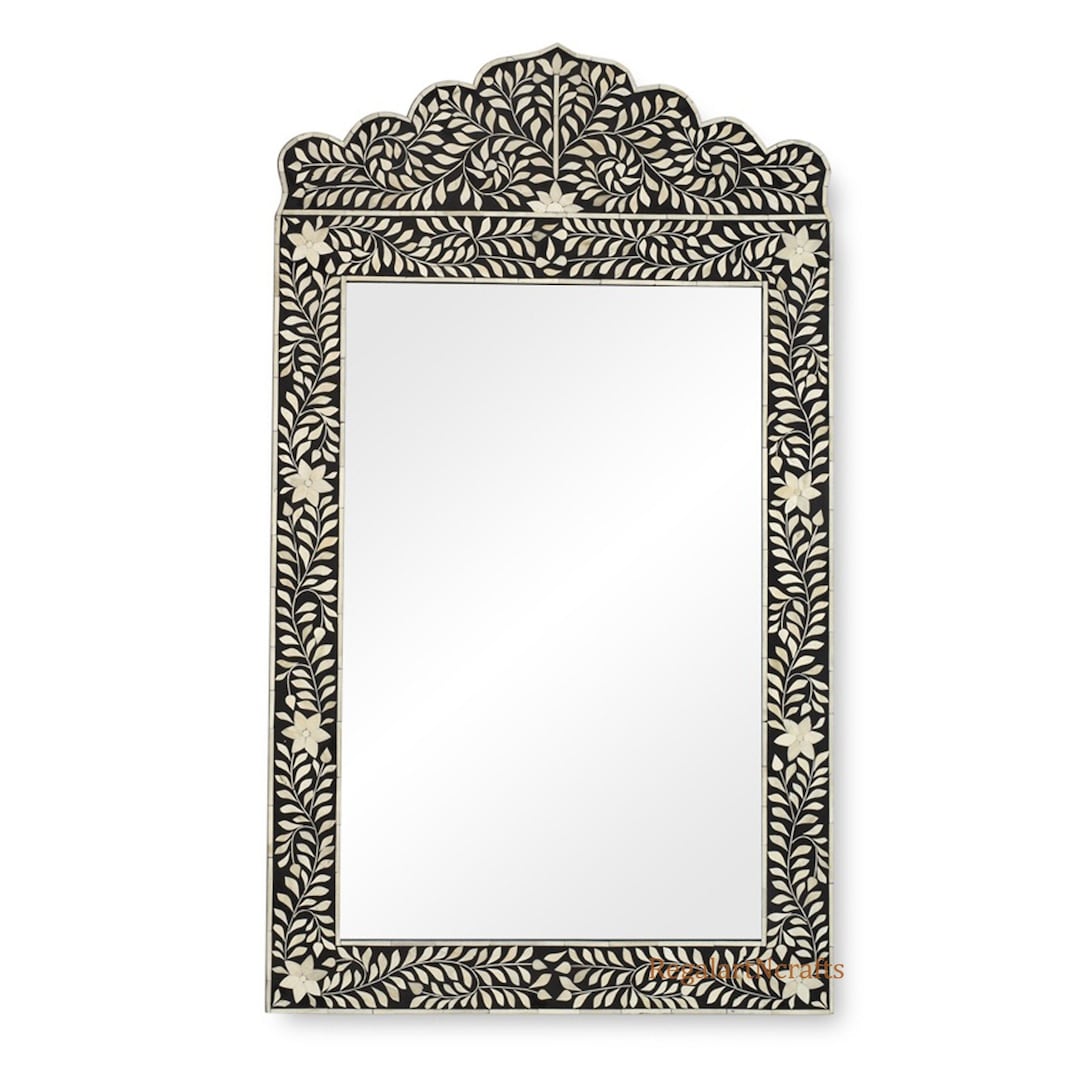 Bone Inlay Mirror Frame, Bone Wall Mirror , Bone Inlay Floral Pattern H ...