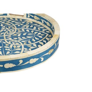 Bone Inlay Round Tray Handmade Vintage Serving Kitchen Tray Home Decor ...