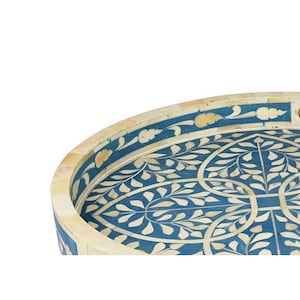 Bone Inlay Round Tray Handmade Vintage Serving Kitchen Tray Home Decor ...