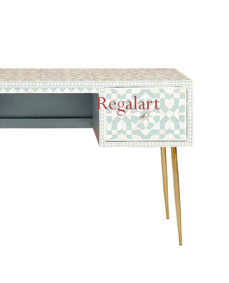 Bone Inlay Work Desk, Bone Inlay Laptop Table Study Table Bedroom Decor ...