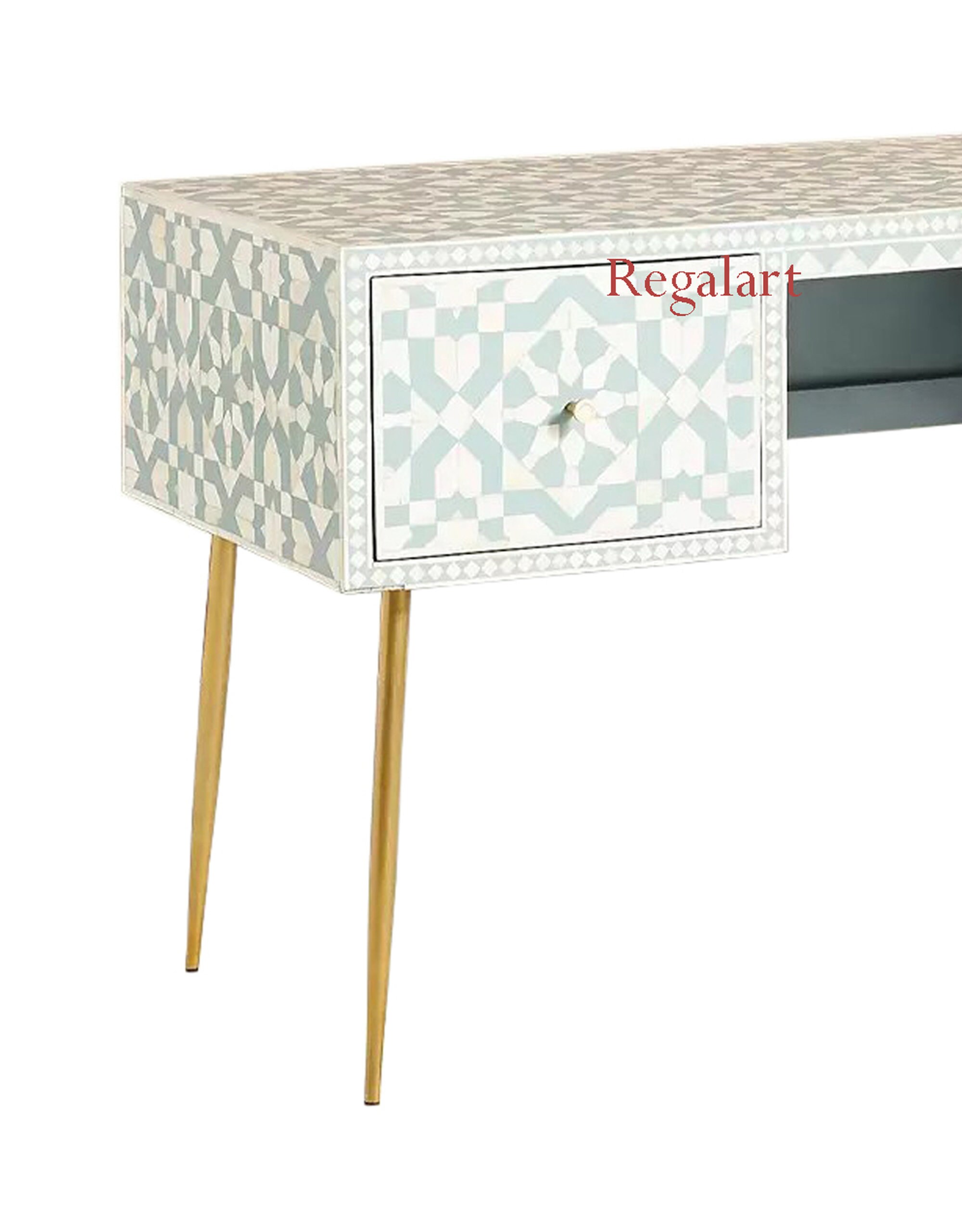 Bone Inlay Work Desk, Bone Inlay Laptop Table Study Table Bedroom Decor ...