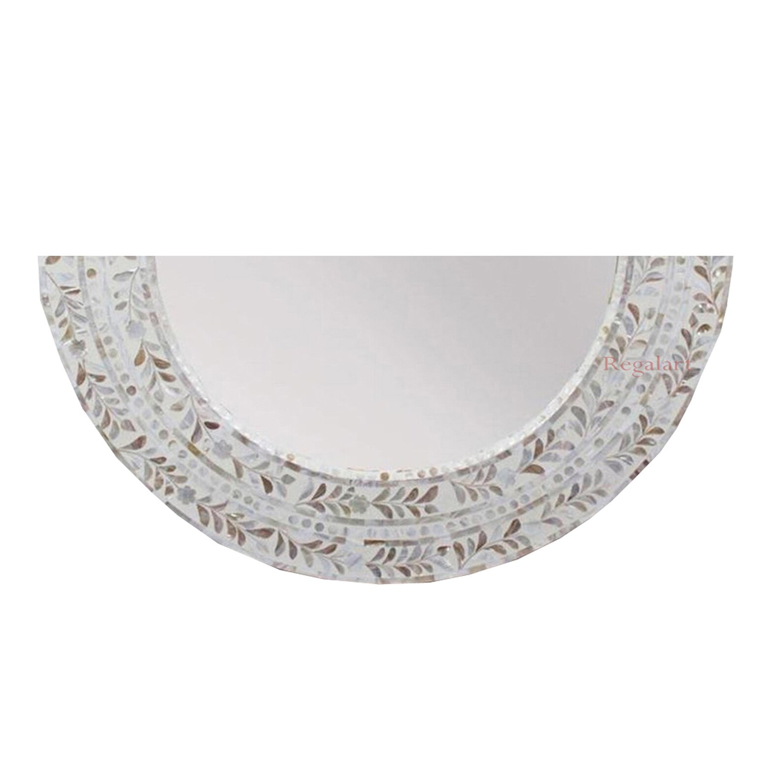 Mother of Pearl Inlay Round Mirror Frame Wall Hanging Mirror Frame Home ...