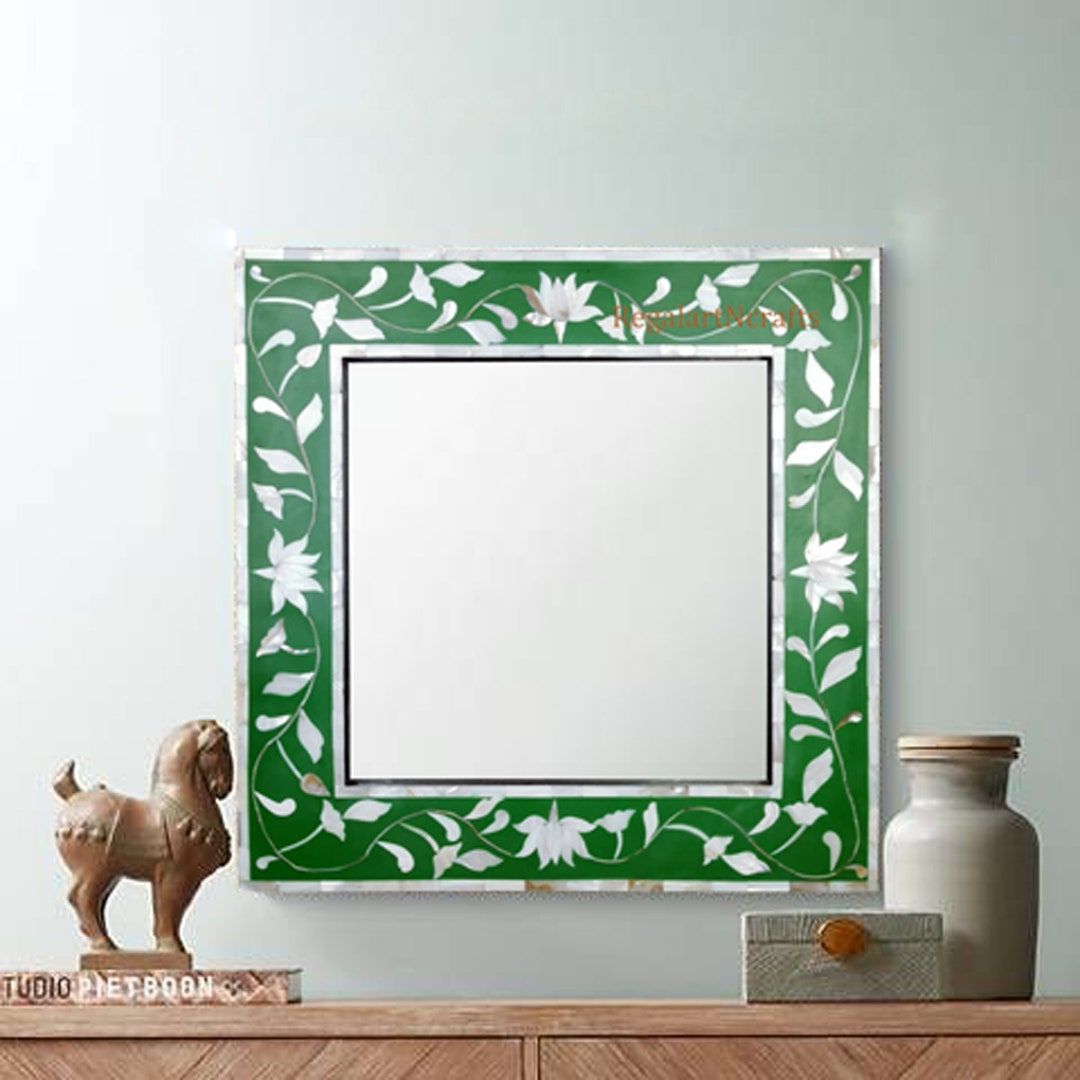 Mirror Frame MOP Inlay Handmade Lotus Floral Design Home Decor Art - Etsy