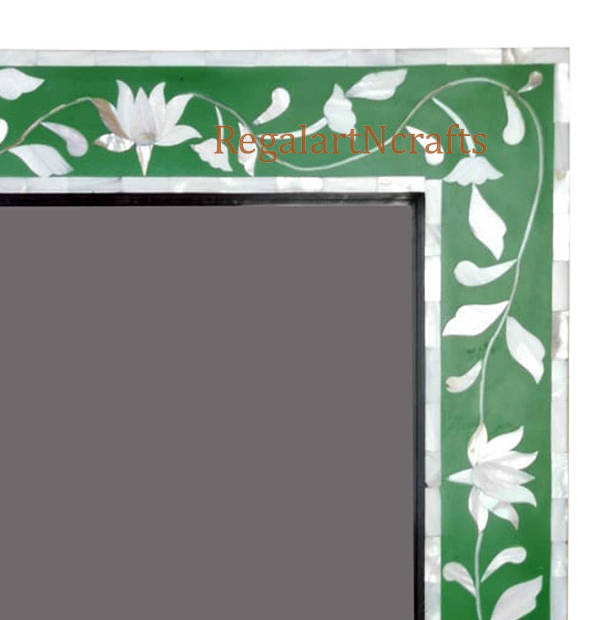 Mirror Frame MOP Inlay Handmade Lotus Floral Art | Etsy