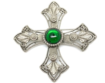 Green Maltese Beaded Cross Victorian Cross Gothic Cross - Etsy