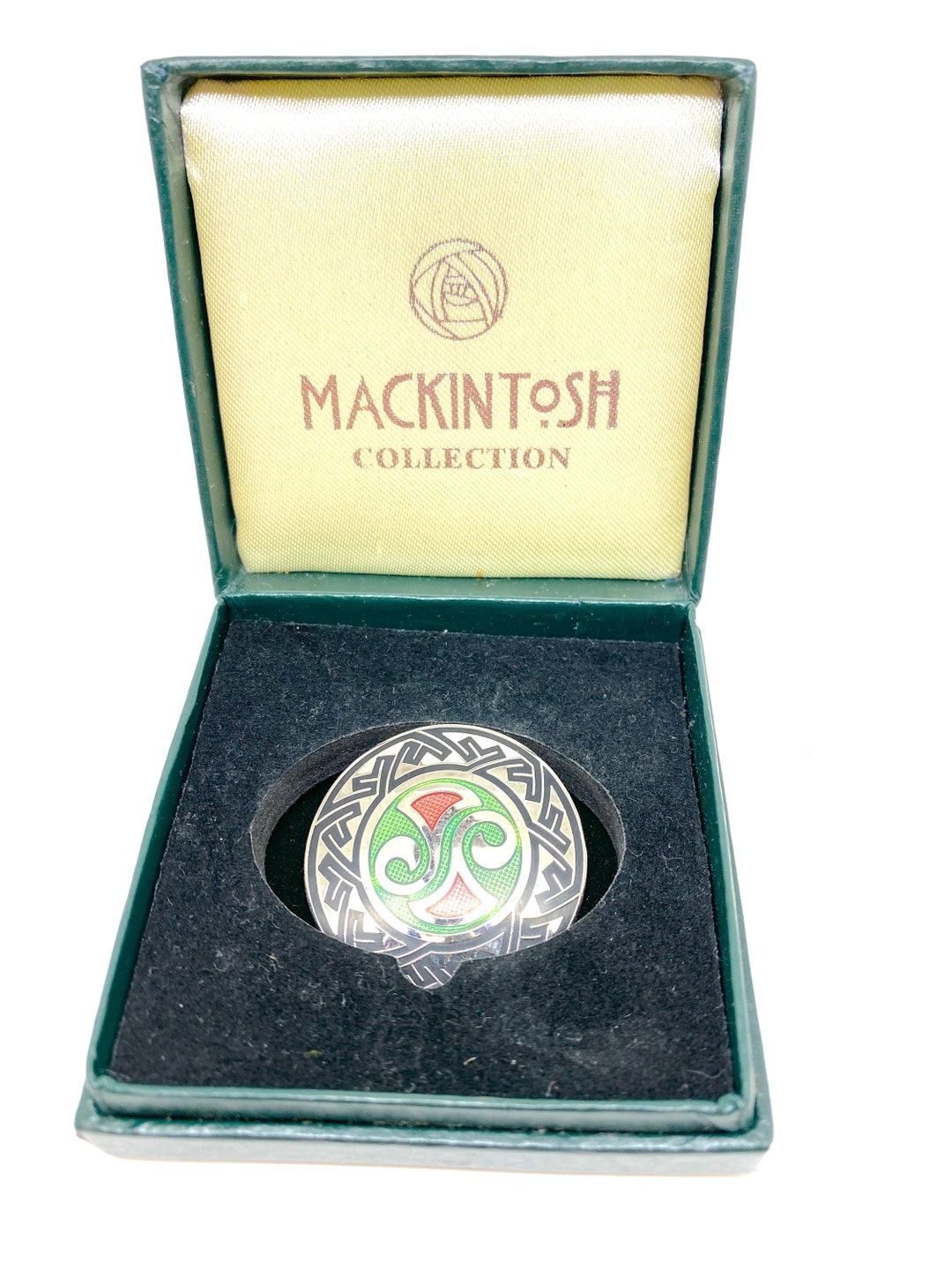Mackintosh Enamel Celtic Brooch: Green and Red, Boxed - Etsy