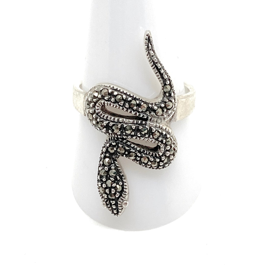 Fine Art Deco Style Marcasite and Sterling Silver Snake Ring - Etsy