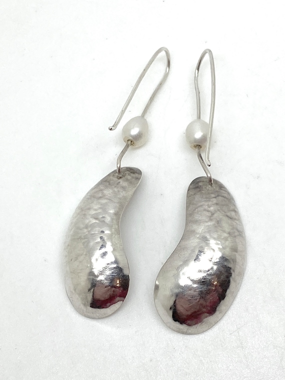 Unusual 1950s Modernist Hammered Sterling Silver & Pe… - Gem