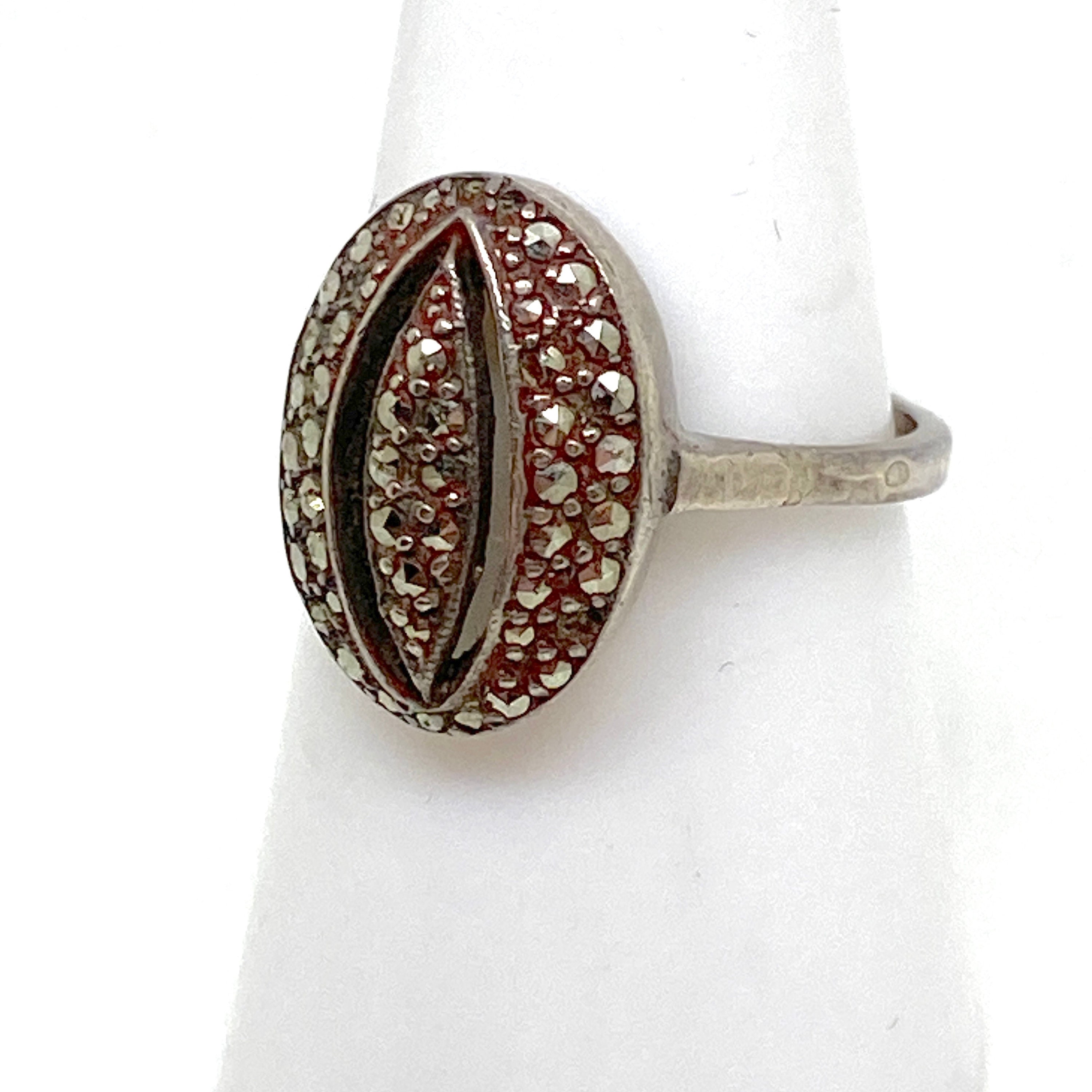 Original 1920s Fine Art Deco Odeon Marcasite Sterling Silver Ring - Etsy