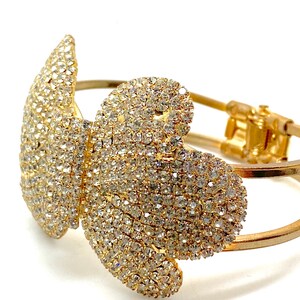 Large Vintage Crystal BLING Hinged Bangle - 1980s Party Dallas TV Type ...