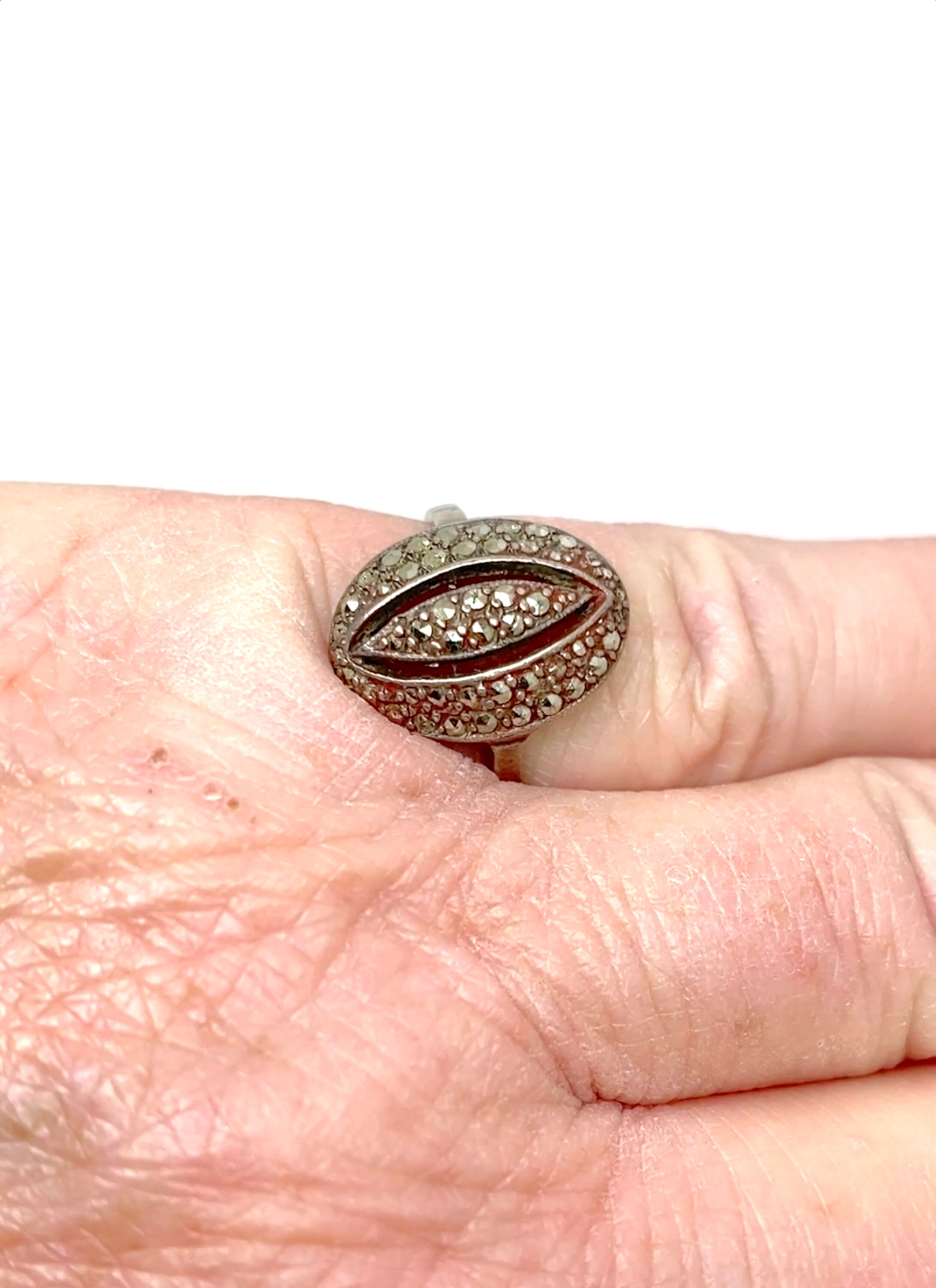 Original 1920s Fine Art Deco Odeon Marcasite Sterling Silver Ring - Etsy