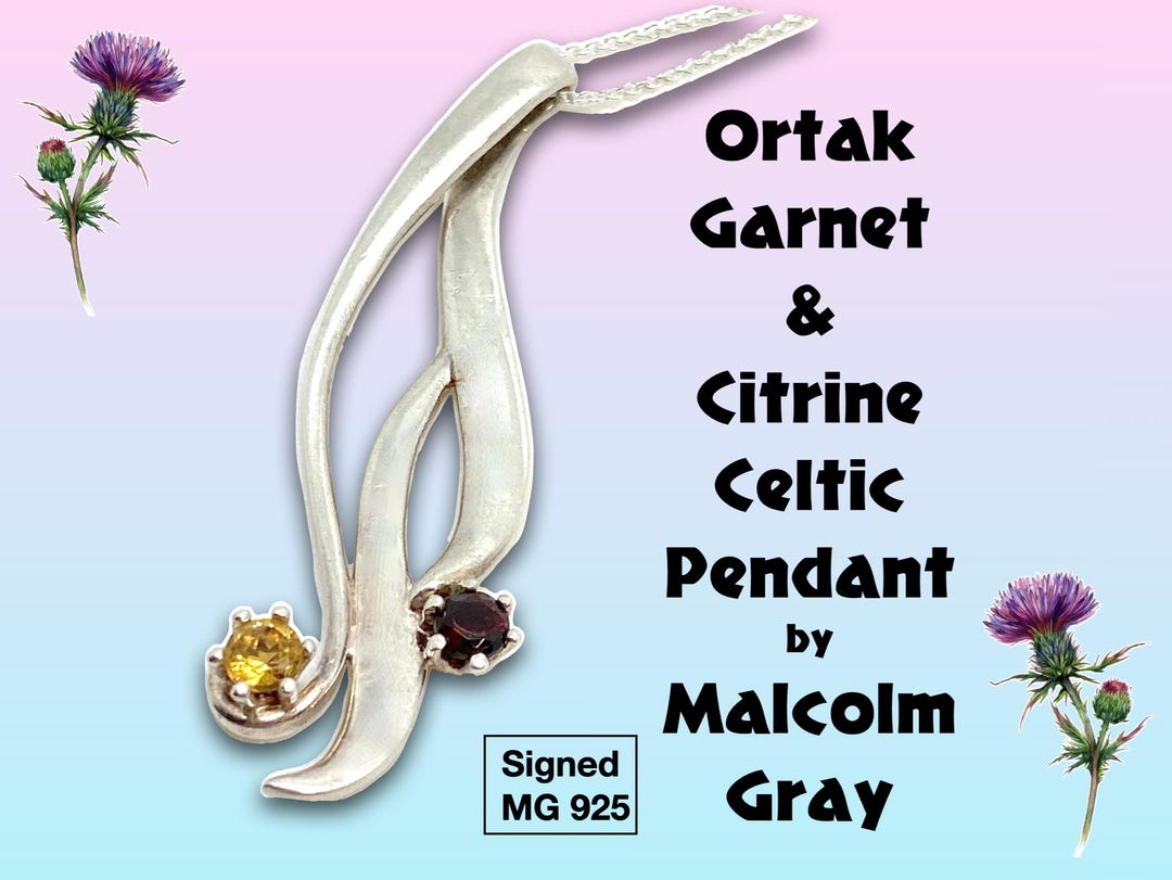 Ortak Garnet & Citrine Celtic Pendant by Malcolm Gray - Celtic Heritage ...