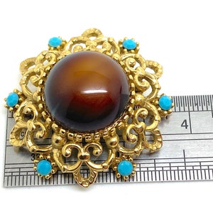 1980s SPHINX Brown and Blue Crystal Dome Brooch- Signed Cartouche - Etsy