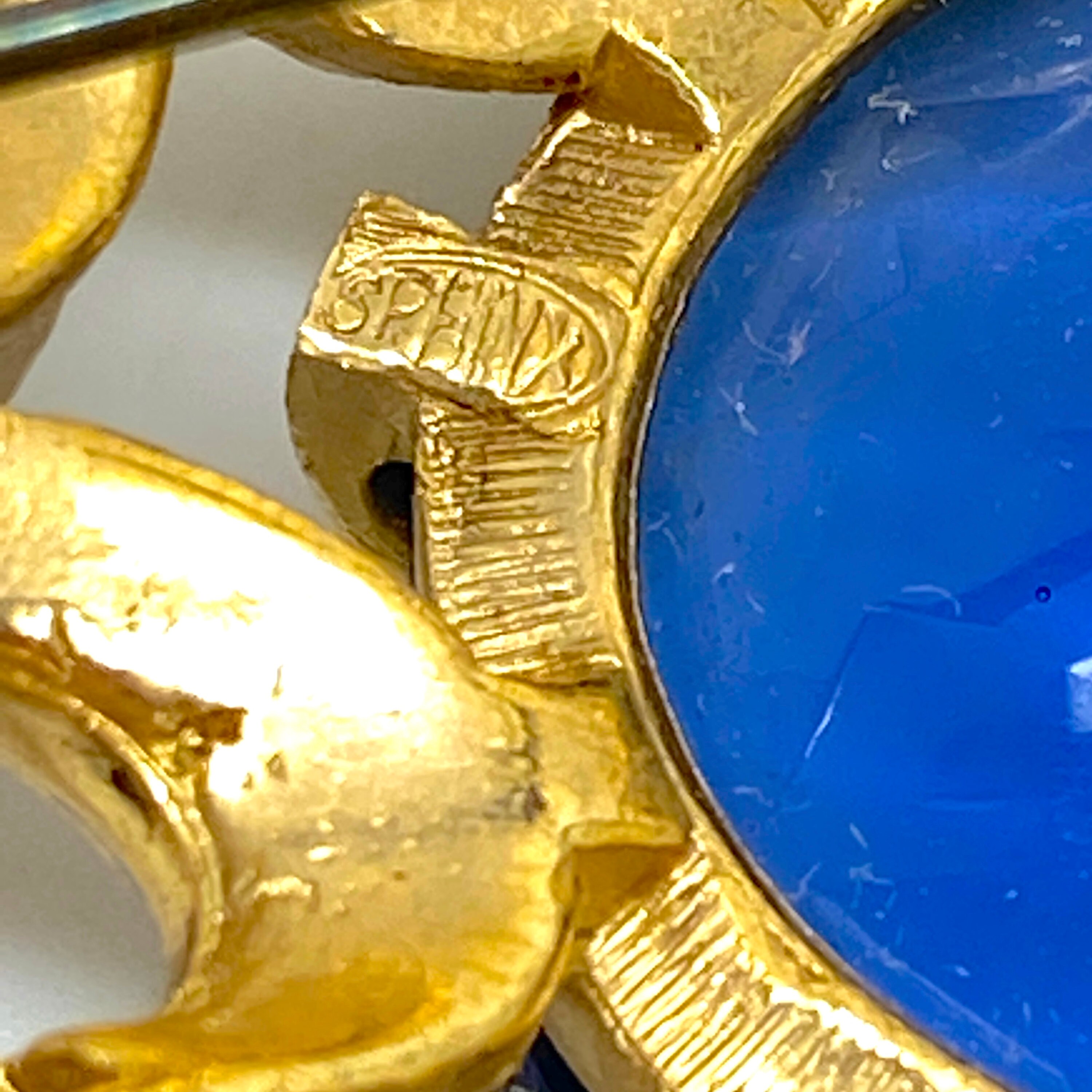 Large Vintage SPHINX Blue Crystal Statement Brooch - Etsy