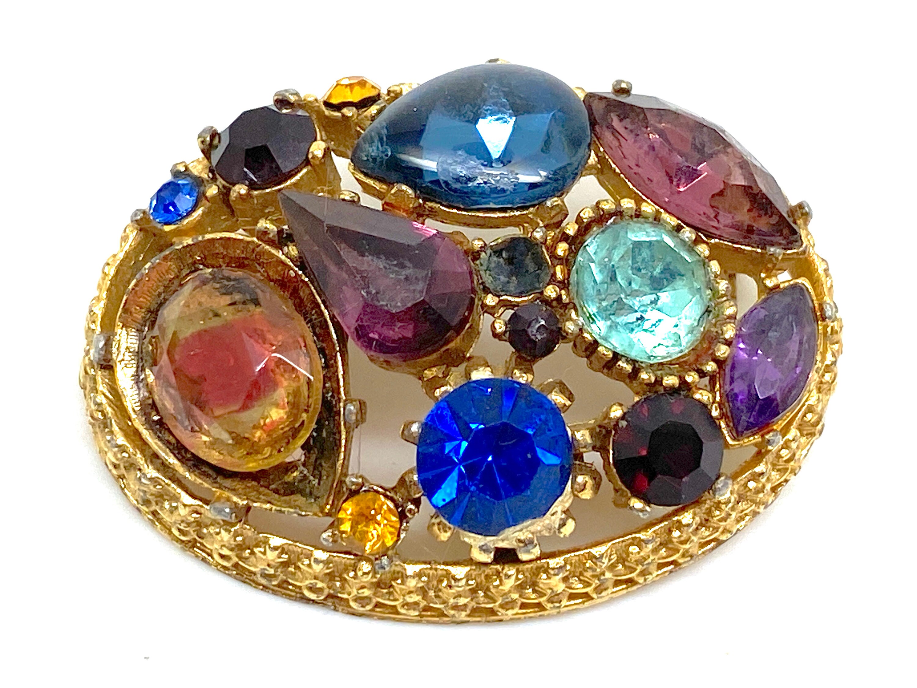 SPHINX Blue Purple Jewelled Fruit Salad Brooch - Etsy