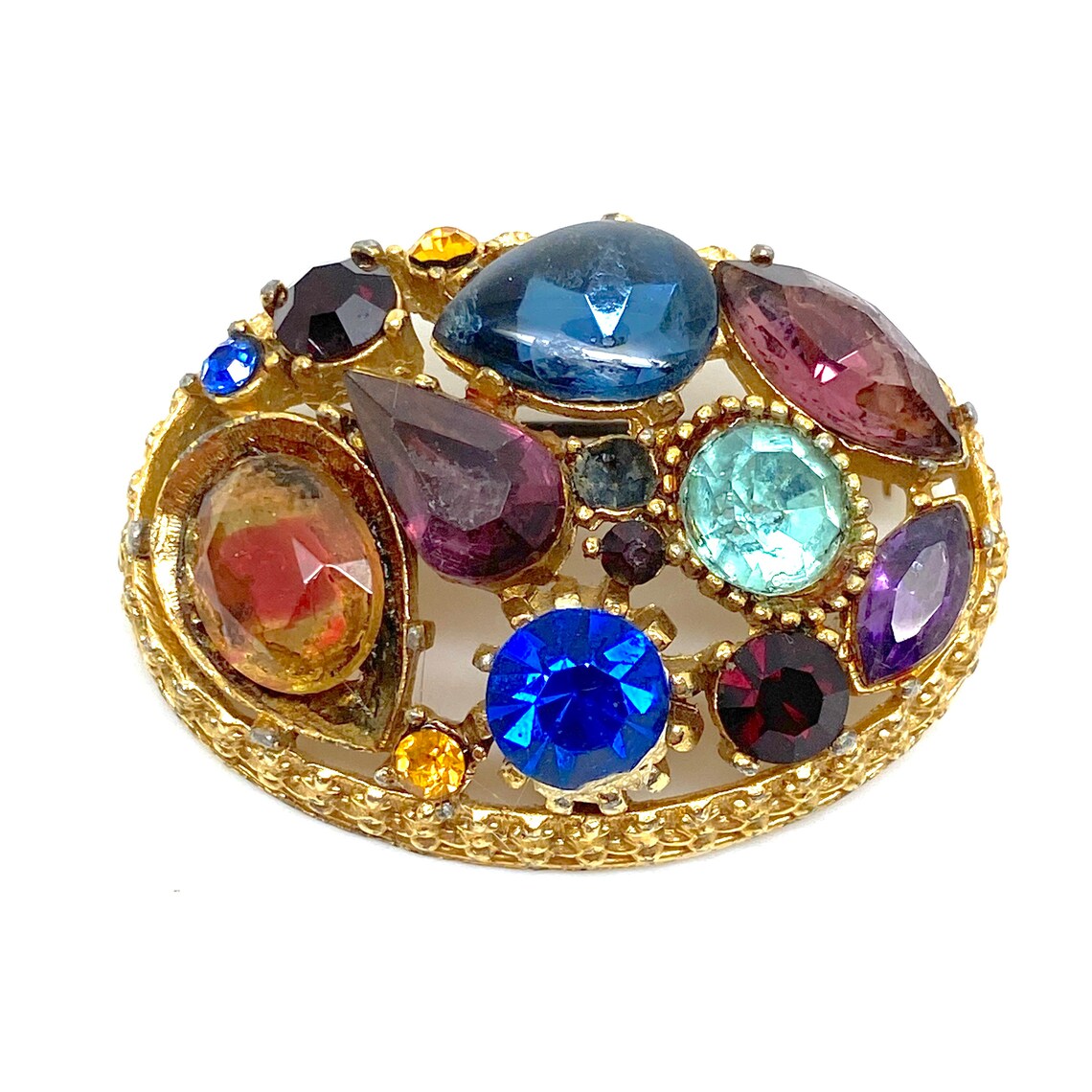 SPHINX Blue Purple Jewelled Fruit Salad Brooch - Etsy