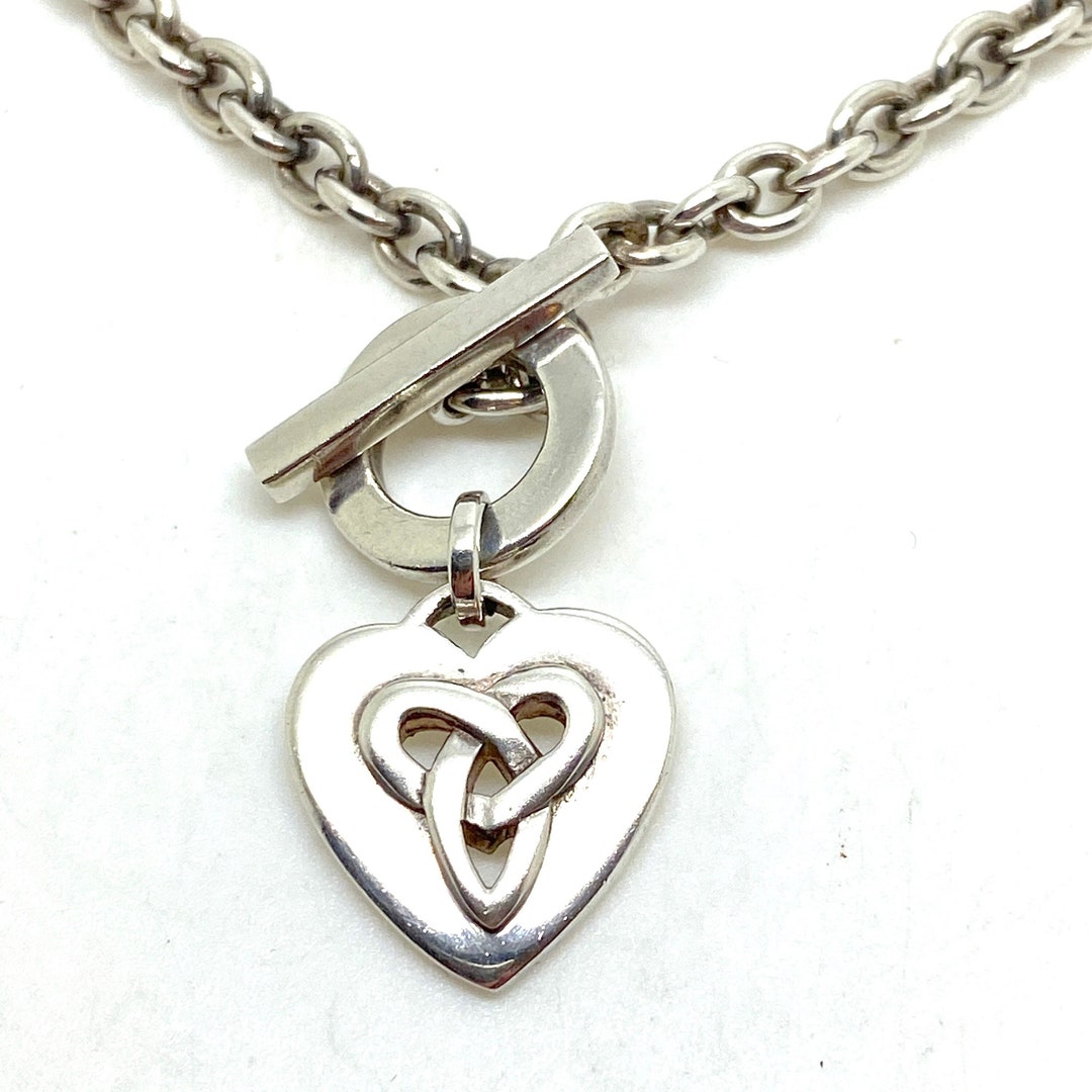Chunky Solid Silver Kit Heath 925 Celtic Loop Heart Pendant Necklace ...