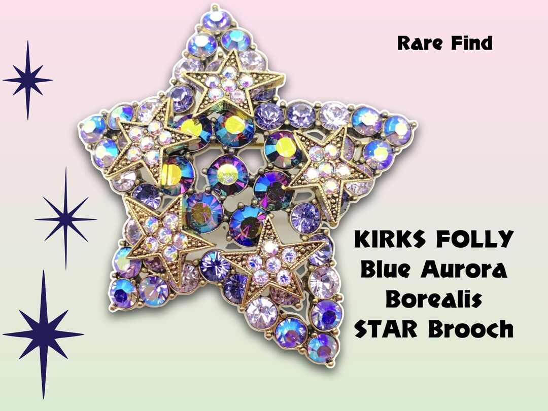 Raro ritrovamento - Spilla classica Kirks Folly Blue Aurora Borealis ...