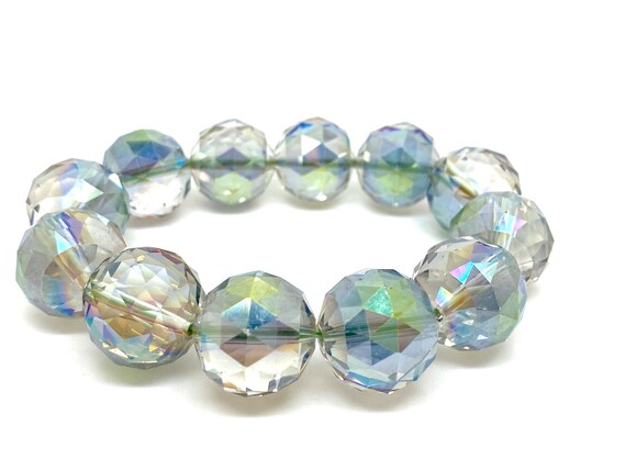 Sparkling Vintage Austrian Crystal Aurora Borealis Large Bead - Etsy
