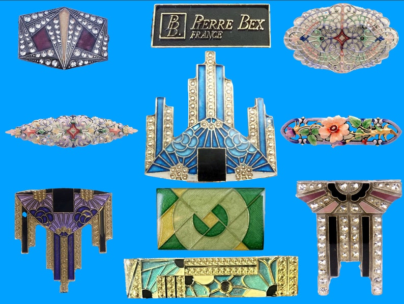 Classic Art Deco Pierre Bex Style Blue & White Enamel Brooch - Etsy UK