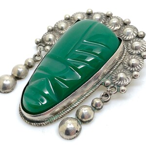 Vintage Jade Aztec Mayan Face Sterling Silver Mexican Brooch - Etsy
