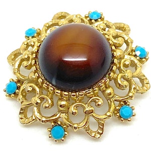 1980s SPHINX Brown and Blue Crystal Dome Brooch- Signed Cartouche - Etsy
