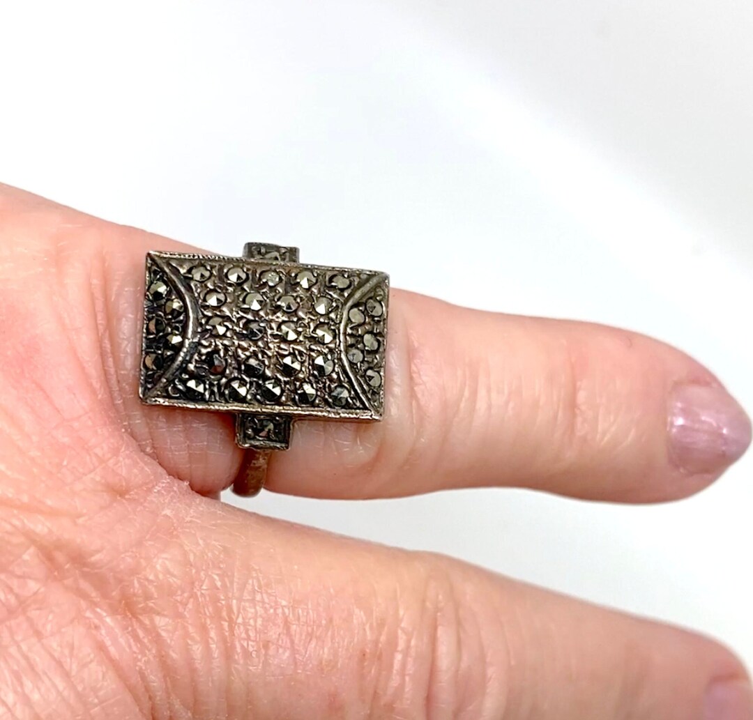 Original 1920s Art Deco Odeon Marcasite Sterling Silver Ring. - Wedding ...