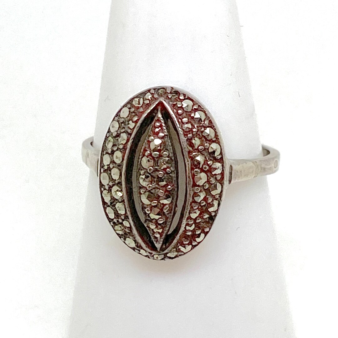 Original 1920s Fine Art Deco Odeon Marcasite Sterling Silver Ring - Etsy