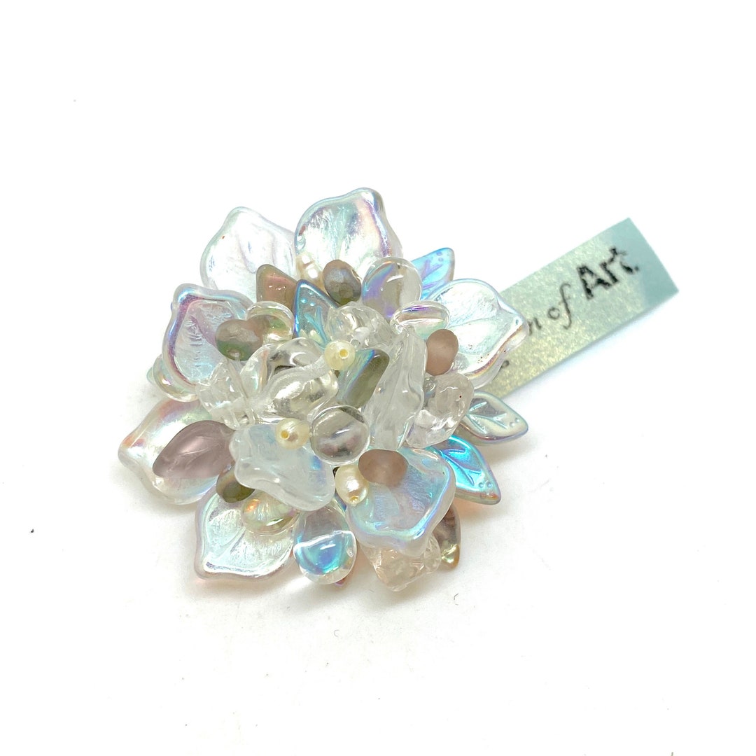 1950's Glamour Pearlised Glass by Joan of ART Flower Brooch - Etsy