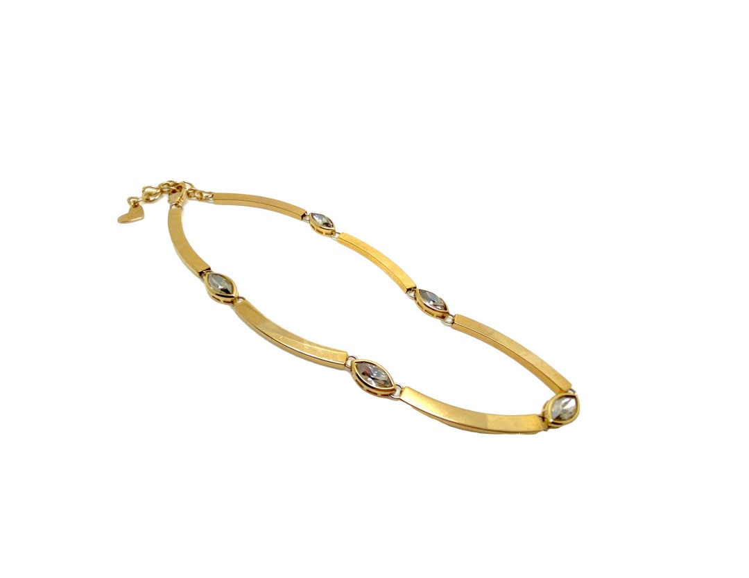 NOUR London Designer Crystal Aurora Borealis and Goldtone Necklace - Etsy