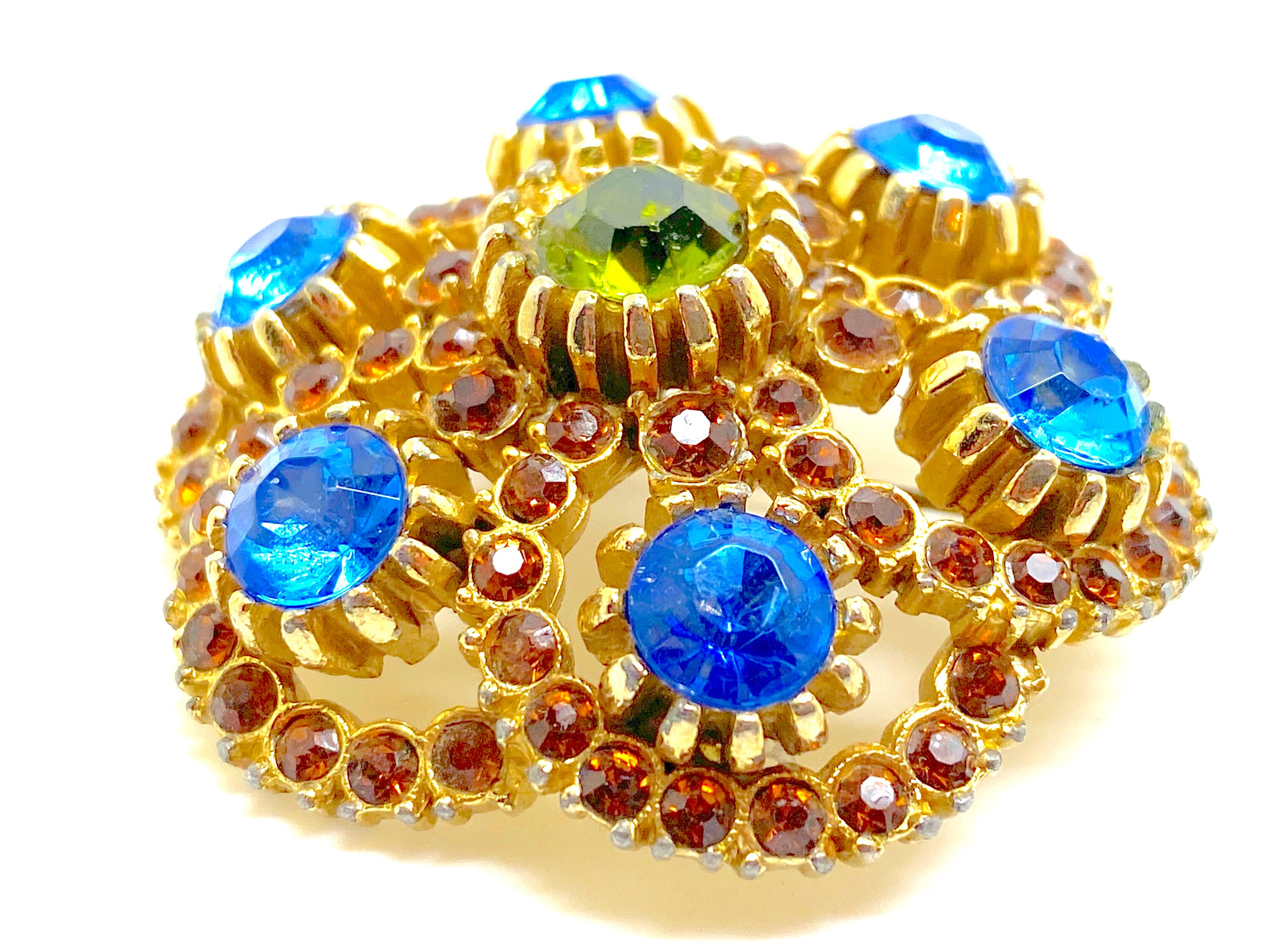 1980"s SPHINX Blue & Green Crystal Rhinestone Brooch -sphinx Cartouche ...