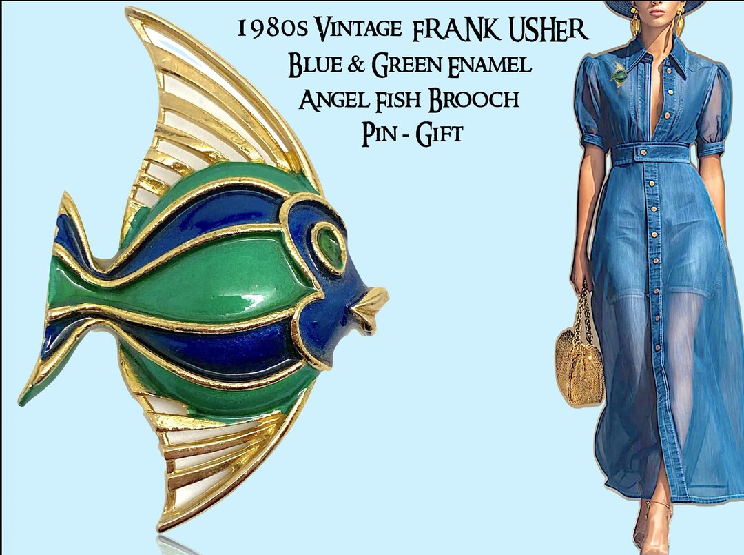 1980s Vintage Frank Usher Enamel Angel Fish Brooch Pin - Gift - Etsy