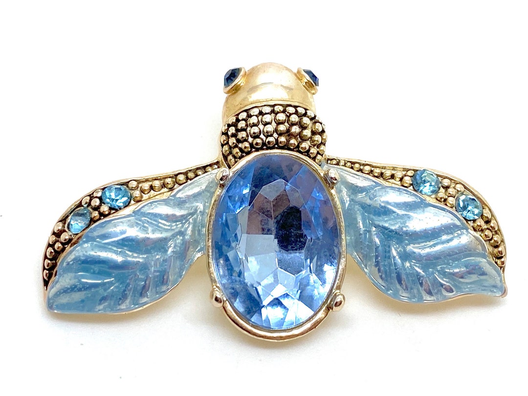 Vintage Art Deco Style Blue Crystal Bee Insect Wasp Brooch - Etsy