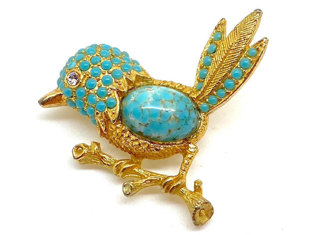 Rare Find SPHINX 1980s Turquoise Blue Bird Brooch Signed With Sphinx ...