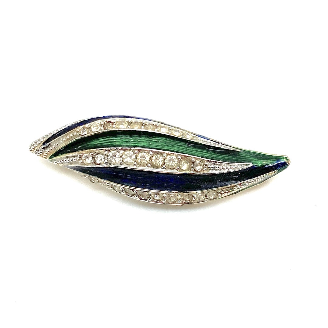Unusual 1980's SPHINX Green and Blue Enamel Crystal Brooch - Sphinx Cat ...