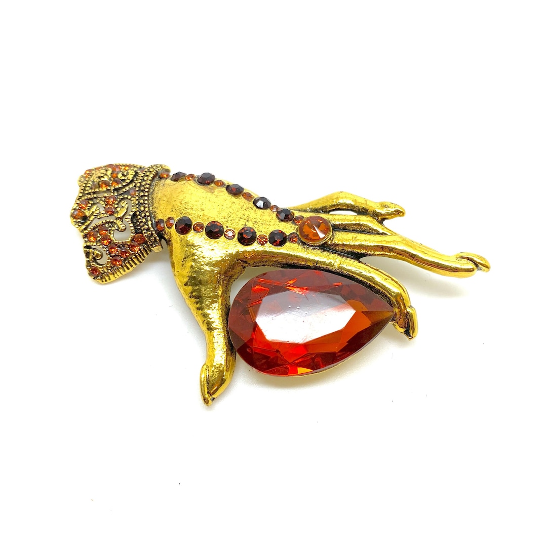 Ornate Bejewelled victorian Hand Brooch - Etsy