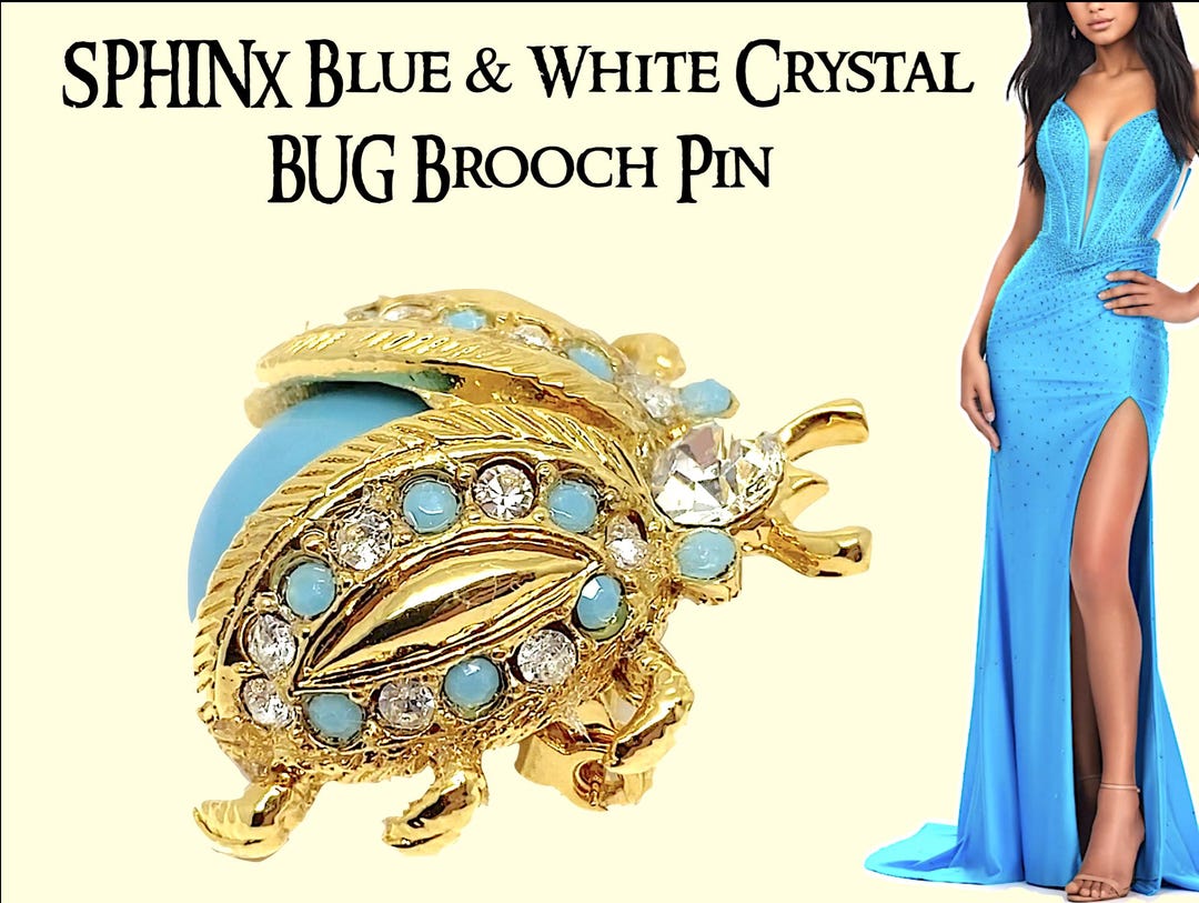 1980"s SPHINX Bug Blue Cabochon & Crystal Brooch - Sphinx Cat No - Etsy