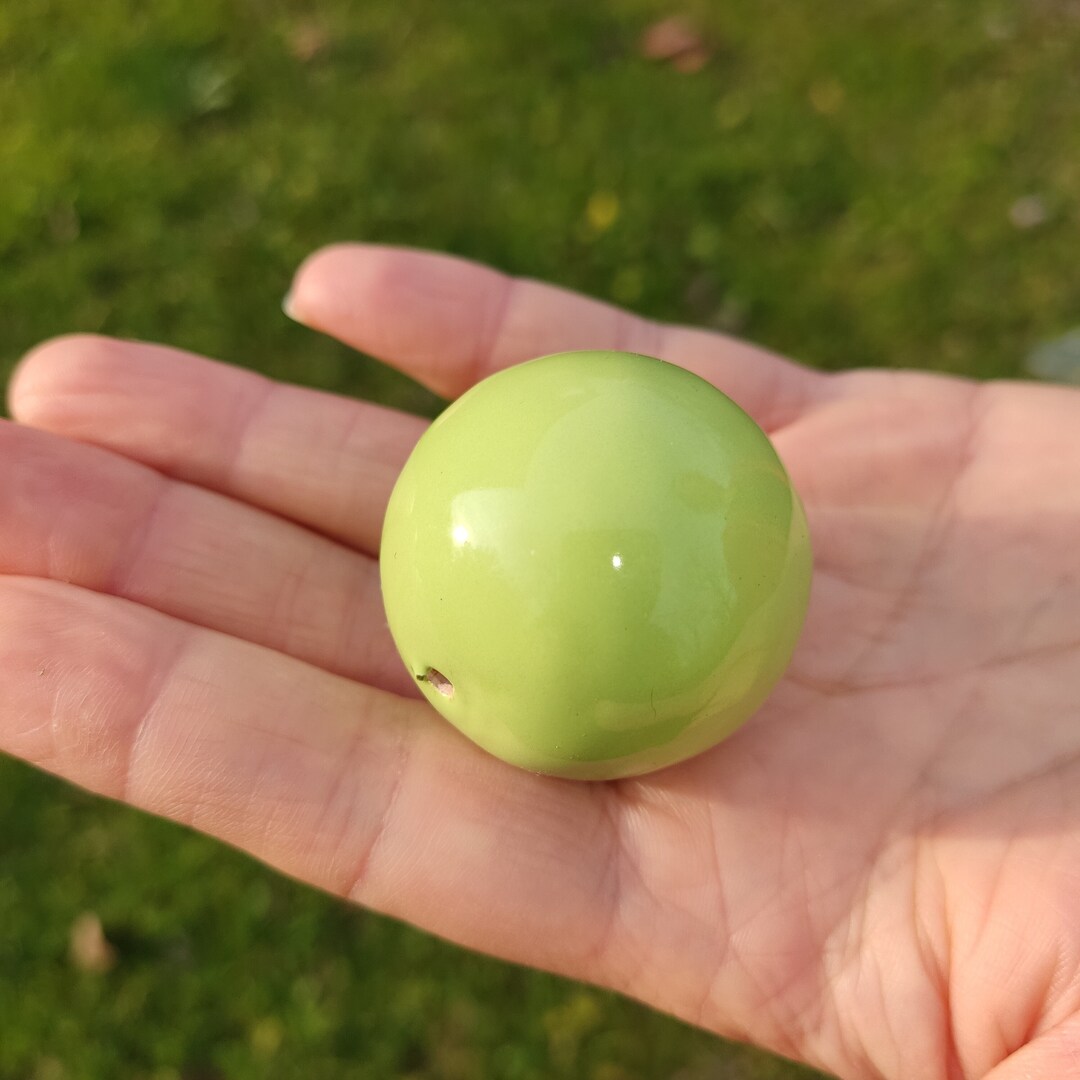 1pc Big Ceramic Hollow Bead 3637mm Light Green Round Handmade Bead ...