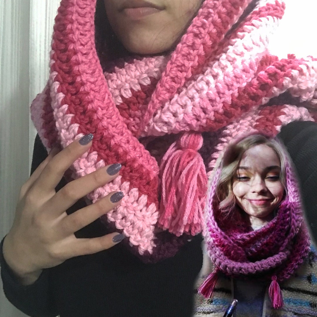Enid's Inspired Pink Hooded Snood, Wednesday Black Snood, Enid Pink ...