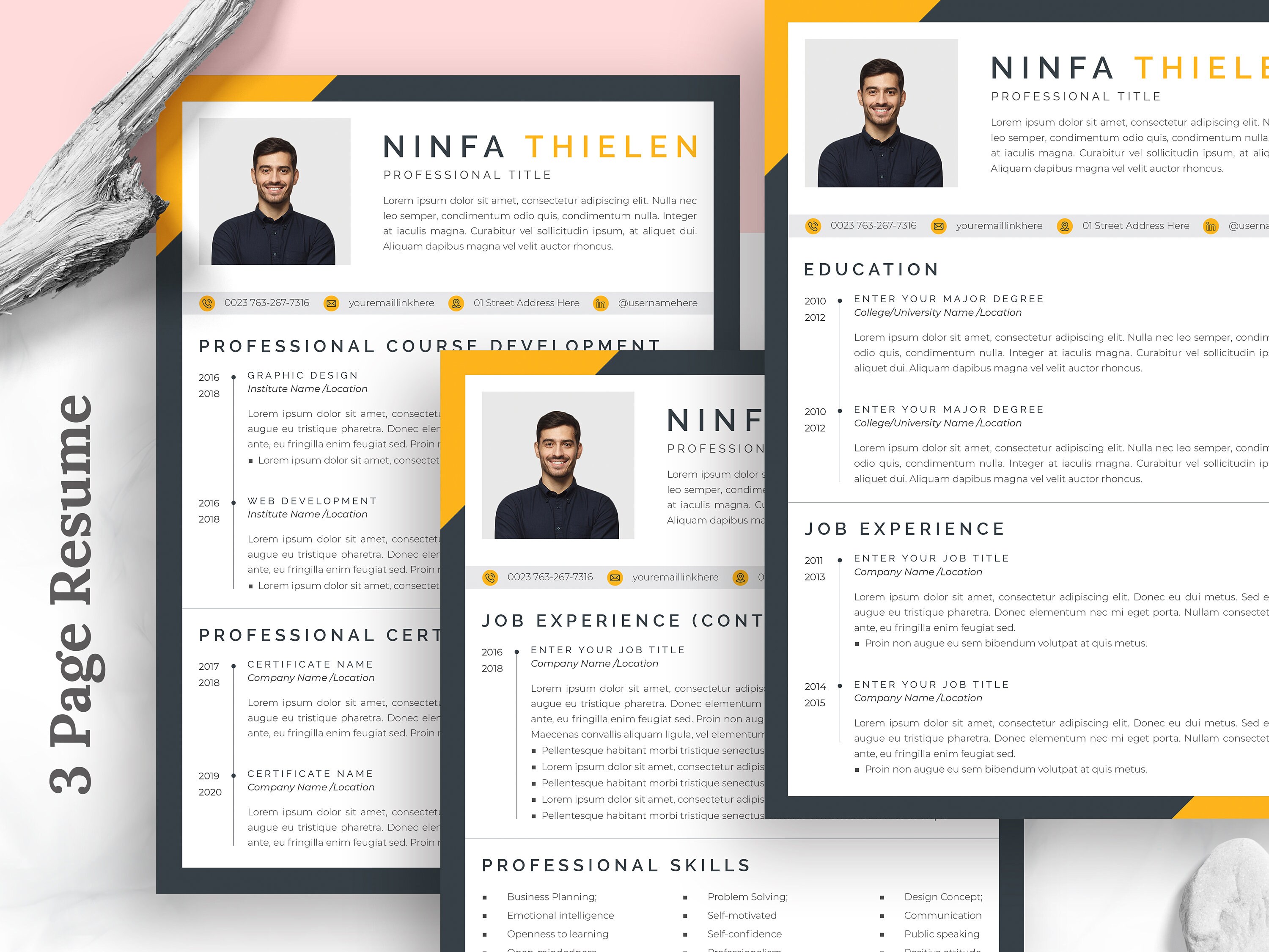 Resume Template for MS Word, Professional CV Template With Photo ...